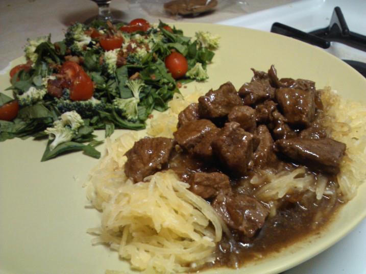 Beef Tips in Gravy over Spaghetti Squash - BigOven