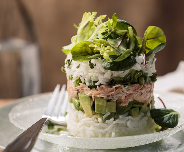 Spicy Salmon & Avocado Tower - BigOven