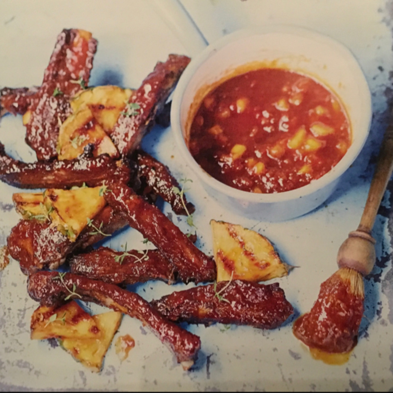 BBQ pork ribs with rum and pineapple