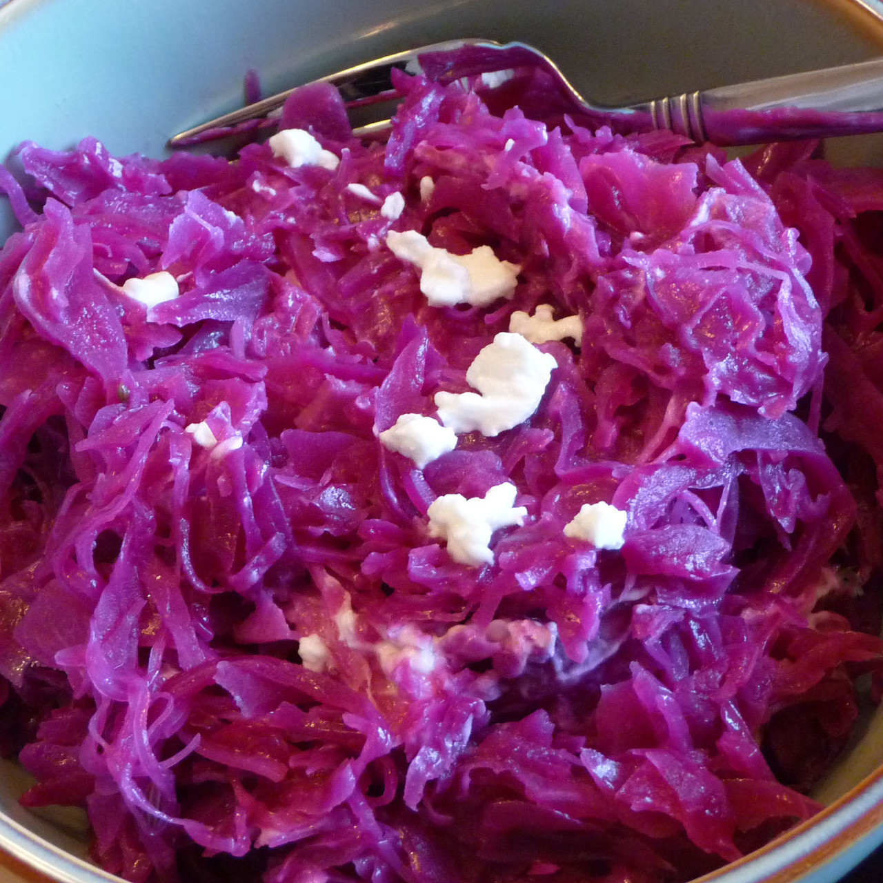 Braised Cabbage and Goat cheese (bacon flavoured)