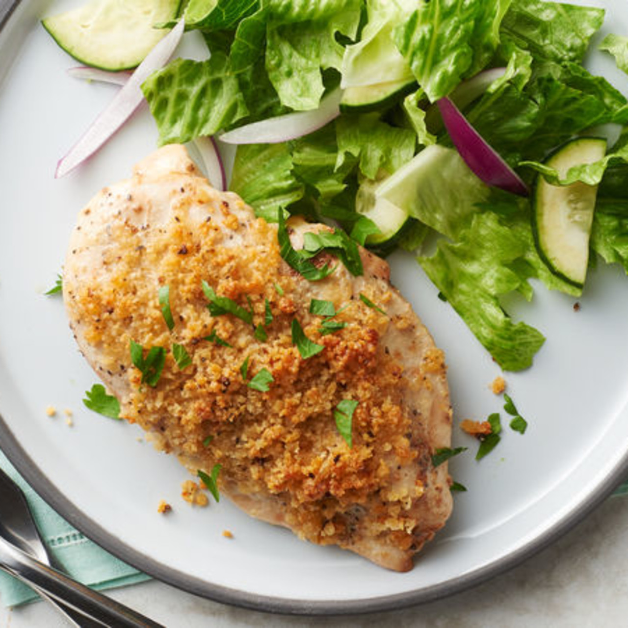 Crispy Parm Caesar Chicken w/ Roasted Carrots - Zucchini Rumble