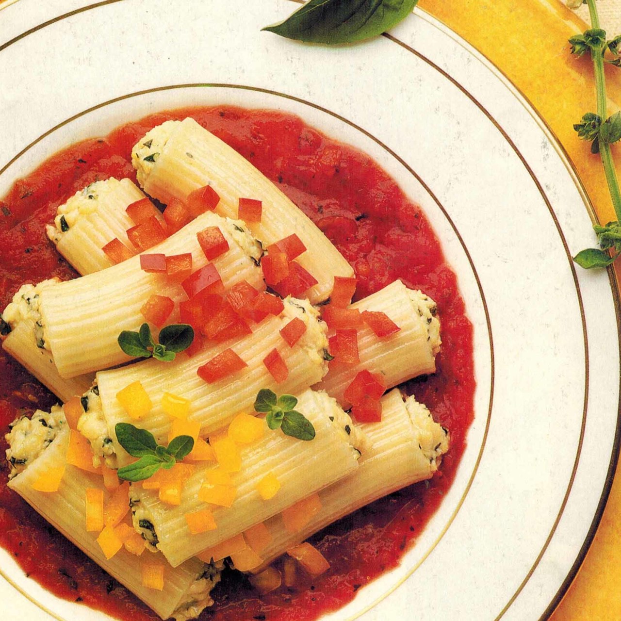 Manicotti Stuffed with Smoked Chicken and Ricotta.