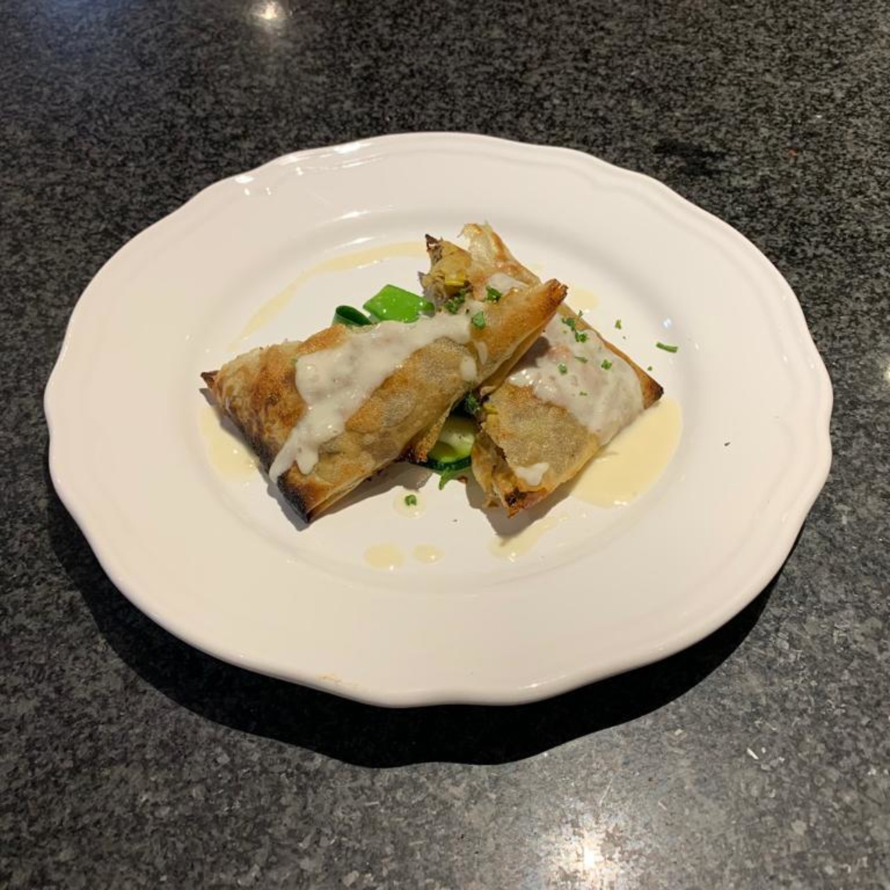 Mushroom and leek filo parcel(vegetarian main)