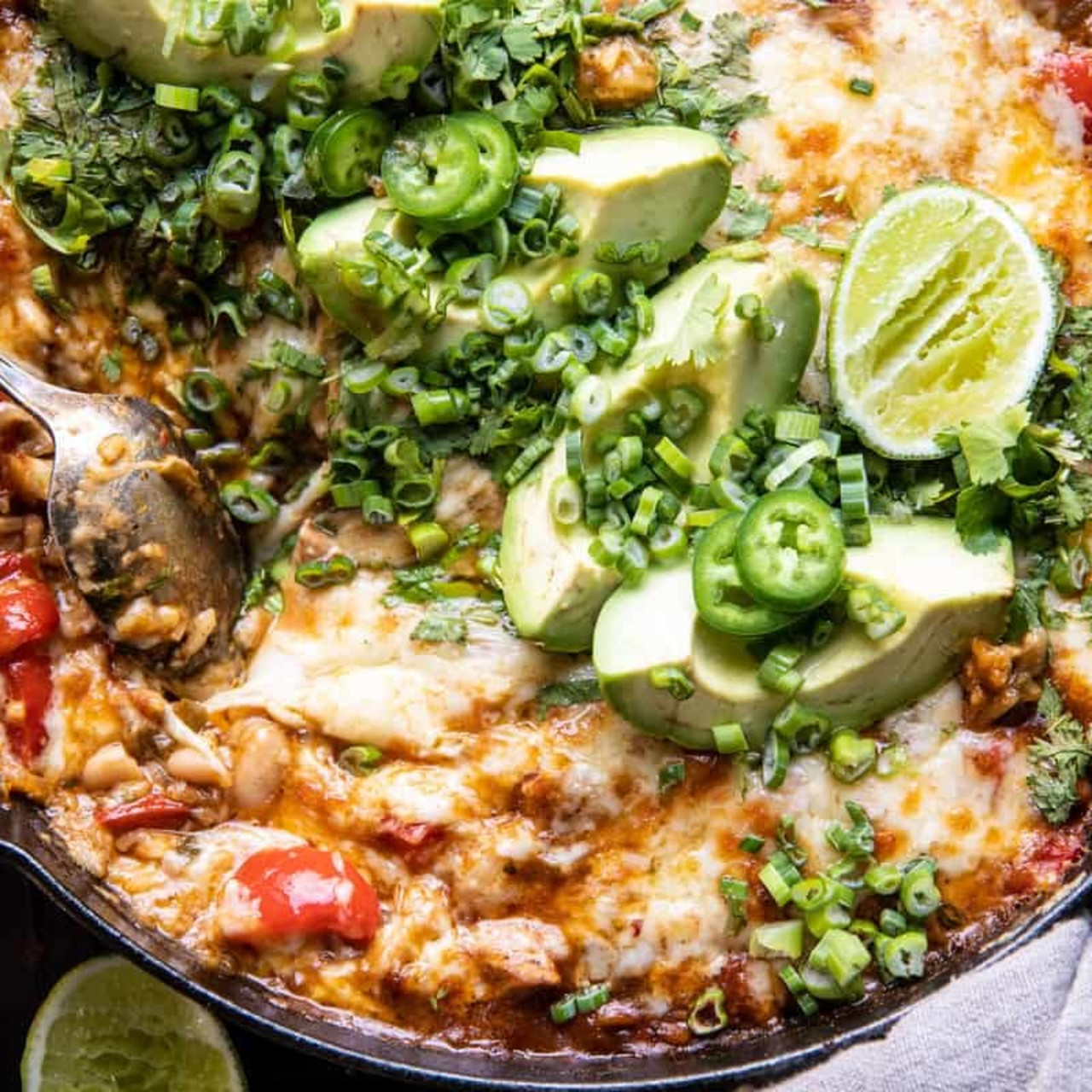 One Skillet White Chicken Chili Bake