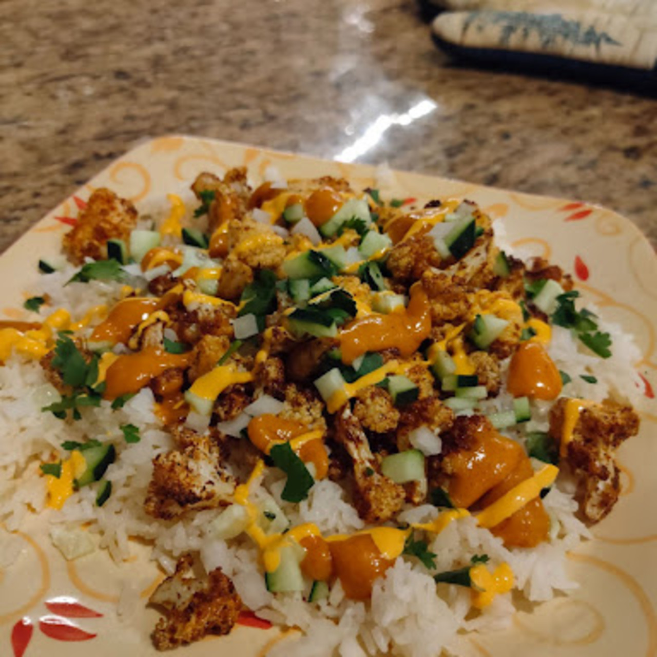 Roasted Cauliflower Rice Platter