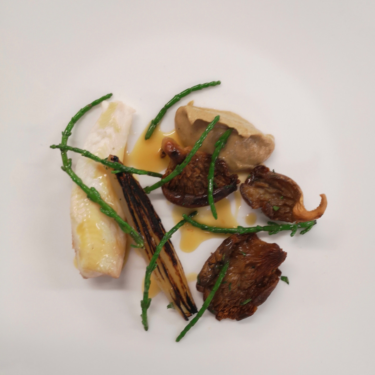Steamed Plaice Darne with Wild Mushroom Puree and Ceps