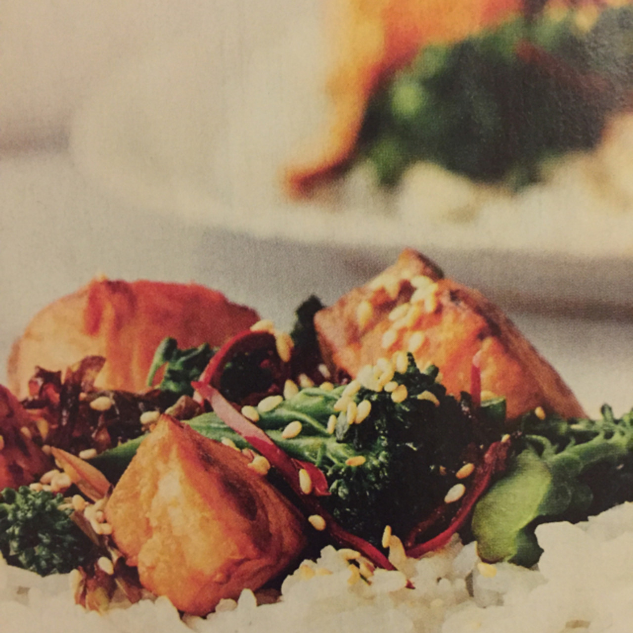 Sticky salmon with coconut rice