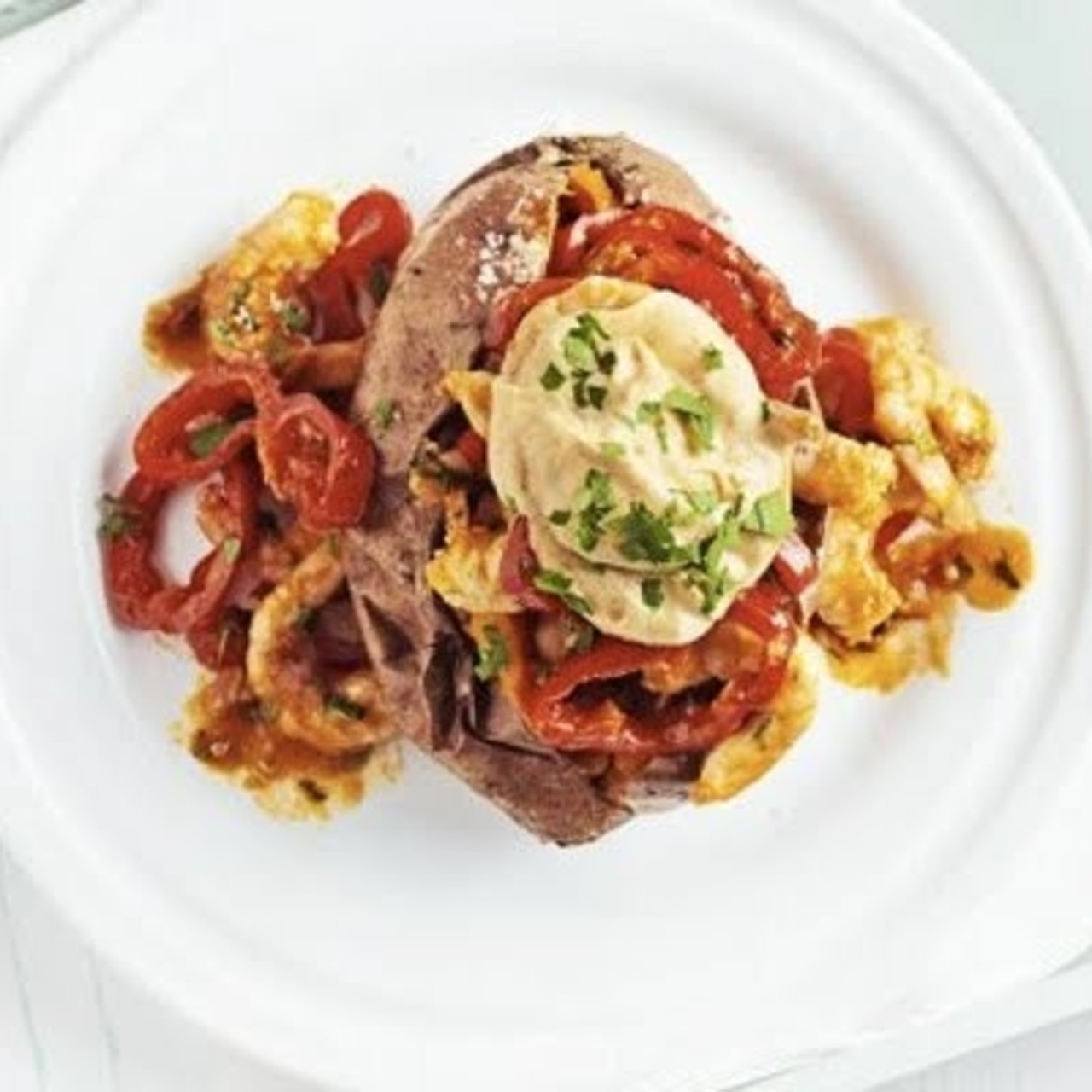 Air Fryer Sweet Jacket Potato with Piri-Piri Jumbo King Prawns