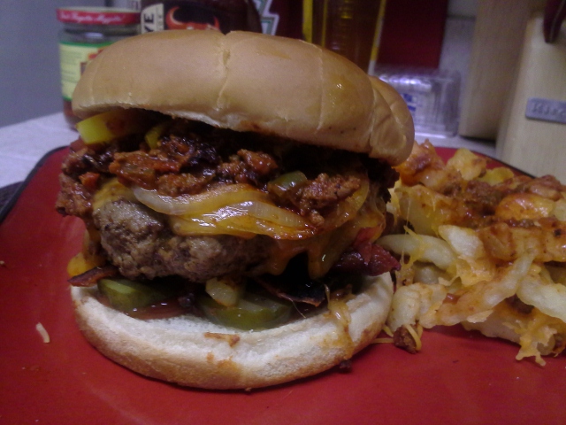 TBC's Big Chili Cheese Burger