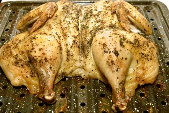 Juicy butterflied roast chicken