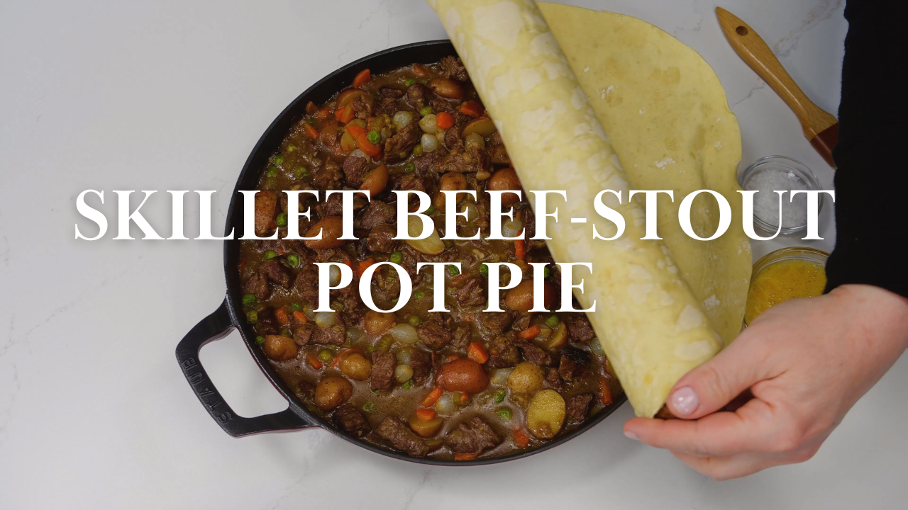 Skillet Beef-Stout Pot Pie with Irish Cheddar Crust