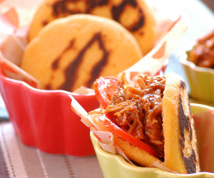 Arepa Filled with Shredded Beef & Yellow Cheese